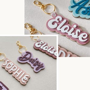 Name Keychain Acrylic Cute Keychain Custom Bag Tag Kid Custom Name ...