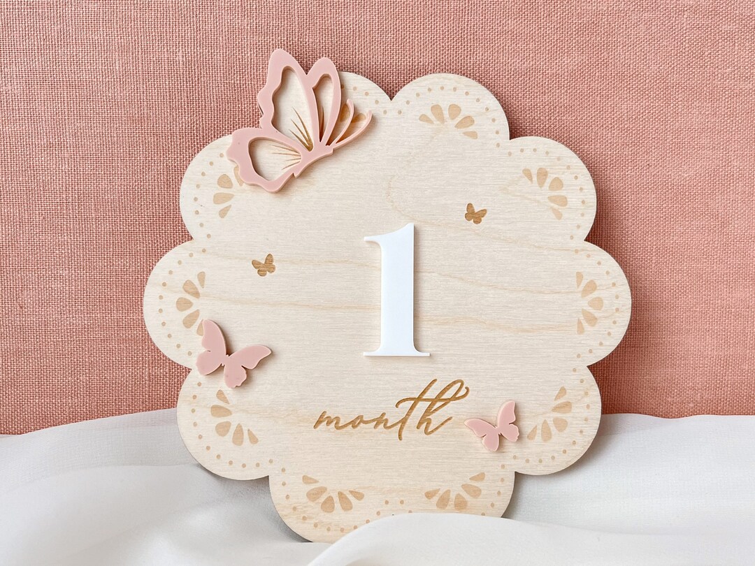 Milestone Marker Baby Girl Monthly Milestone Butterfly Name Sign for ...