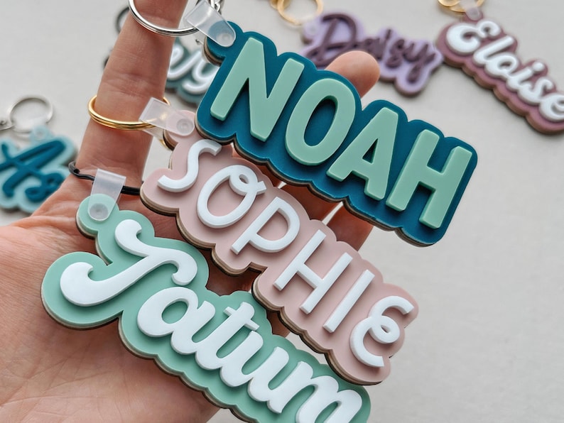 Name Keychain Acrylic Cute Keychain Custom Bag Tag Kid Custom Name ...