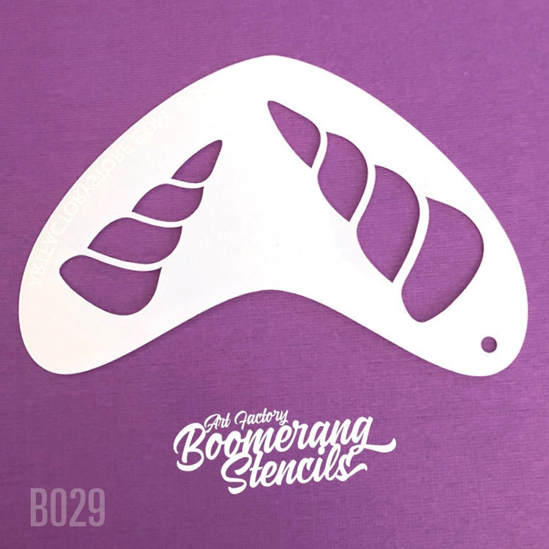 Boomerang Face Paint Stencil by Art Factory | Unicorn Horn - B029 - Etsy
