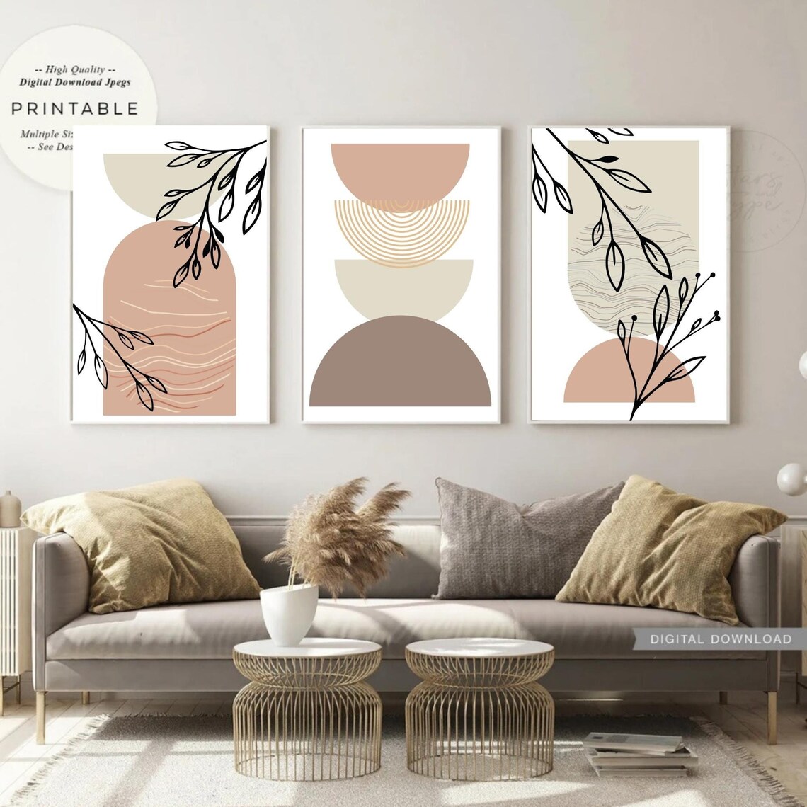 Boho Botanical Print Set of 3 Gallery Wall Bundle Boho Wall - Etsy