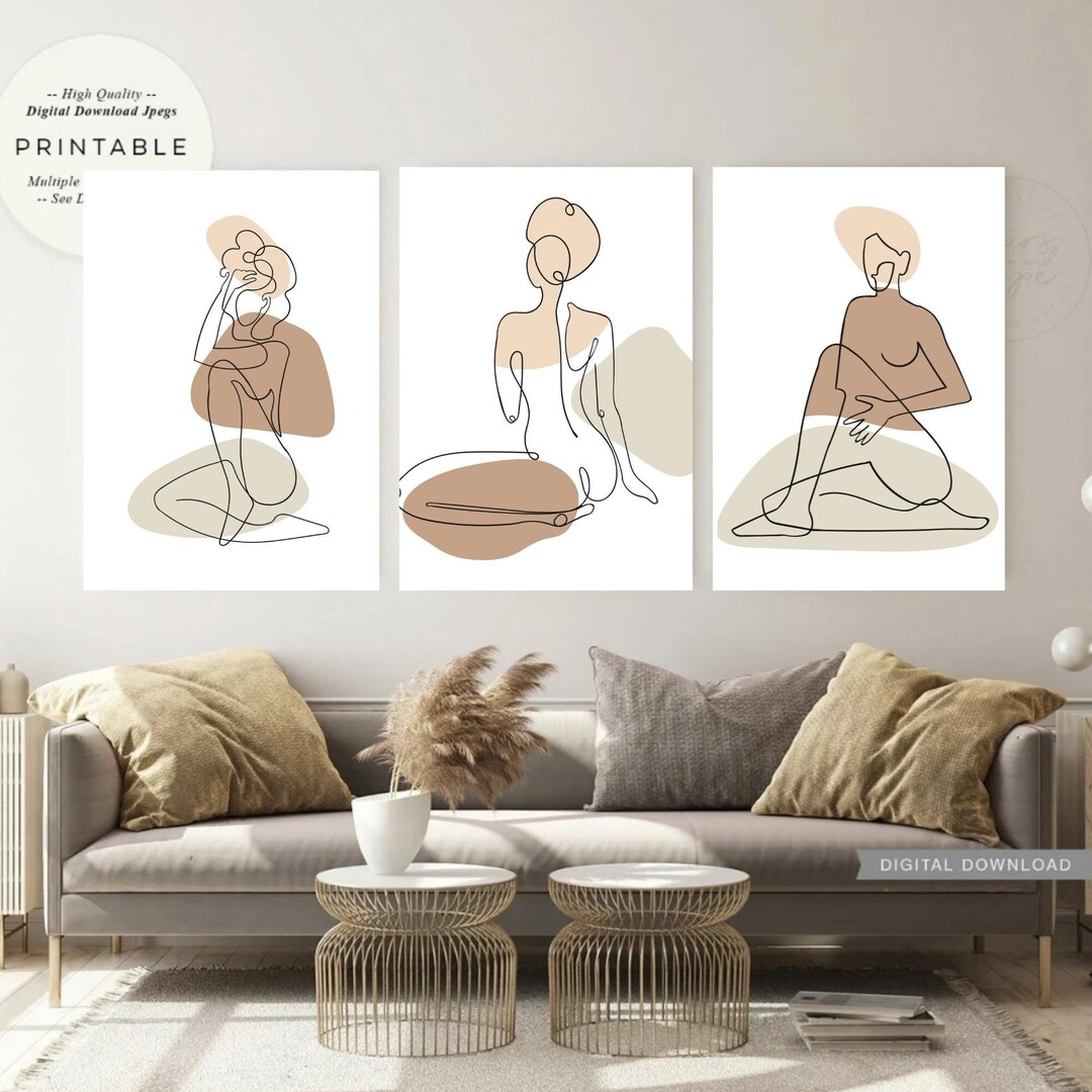 Naked Woman Line Art Set, Abstract Woman Body Line Drawing, Aesthetic ...