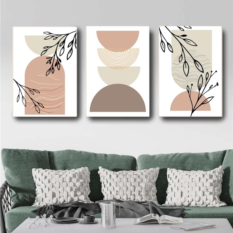 Boho Botanical Print Set of 3, Gallery Wall Bundle, Boho Wall Art Set ...