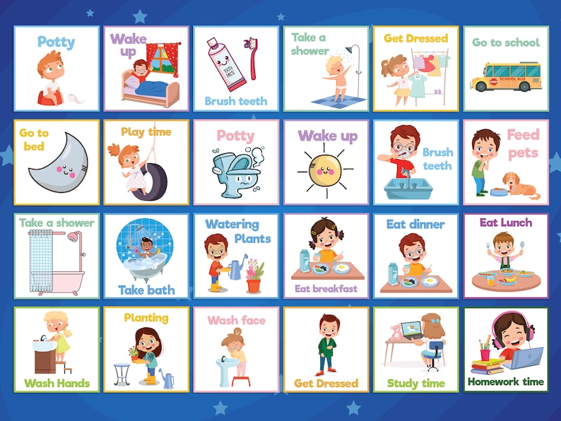 Chore Chart Bedtime Routine Visual Schedule Preschool - Etsy