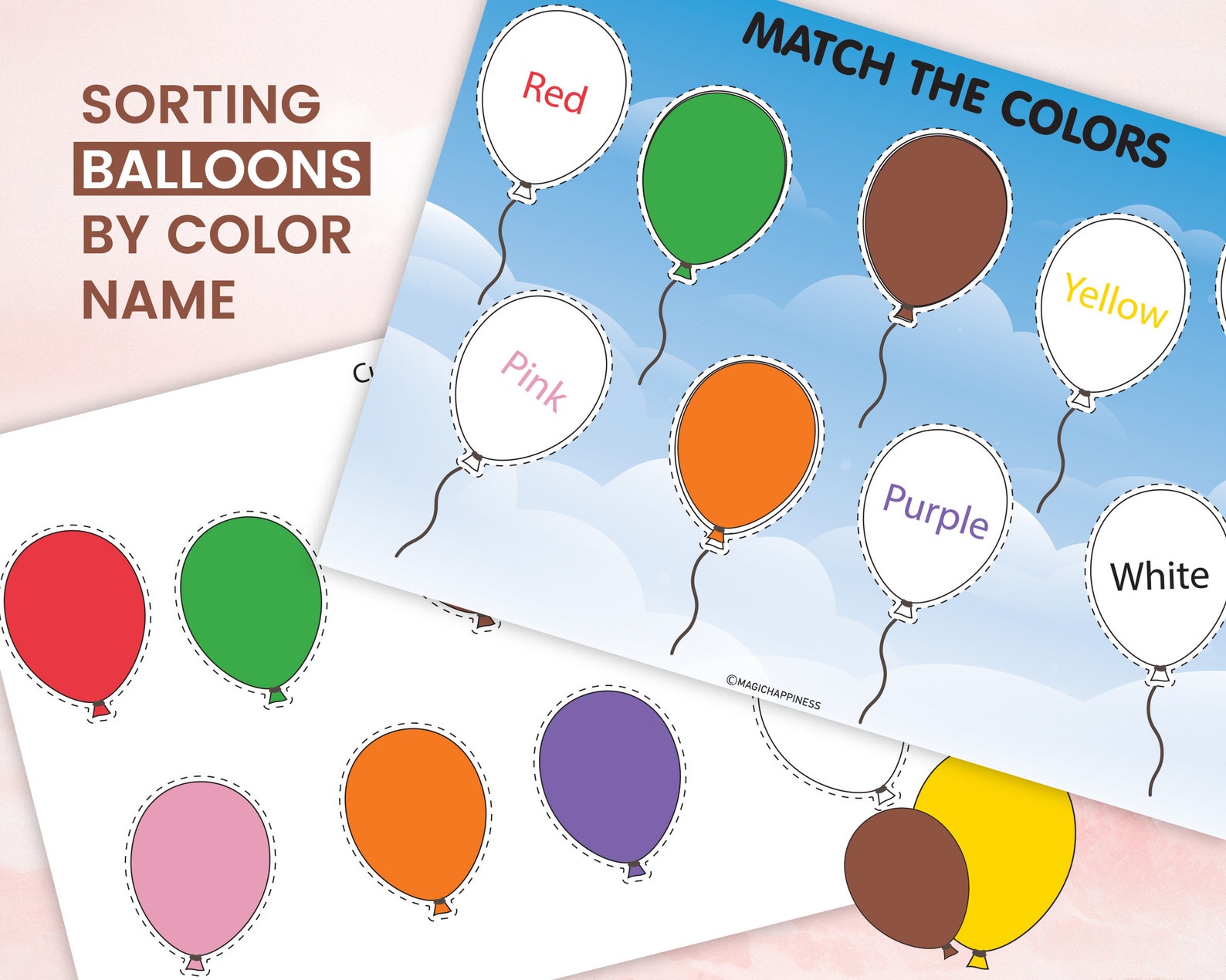 Color Sorting Preschool Worksheets Montessori Colors Matching - Etsy