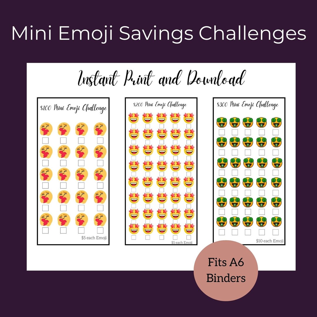 Mini Savings Challenge Emoji Edition, Fits A6 Envelopes and Binders - Etsy