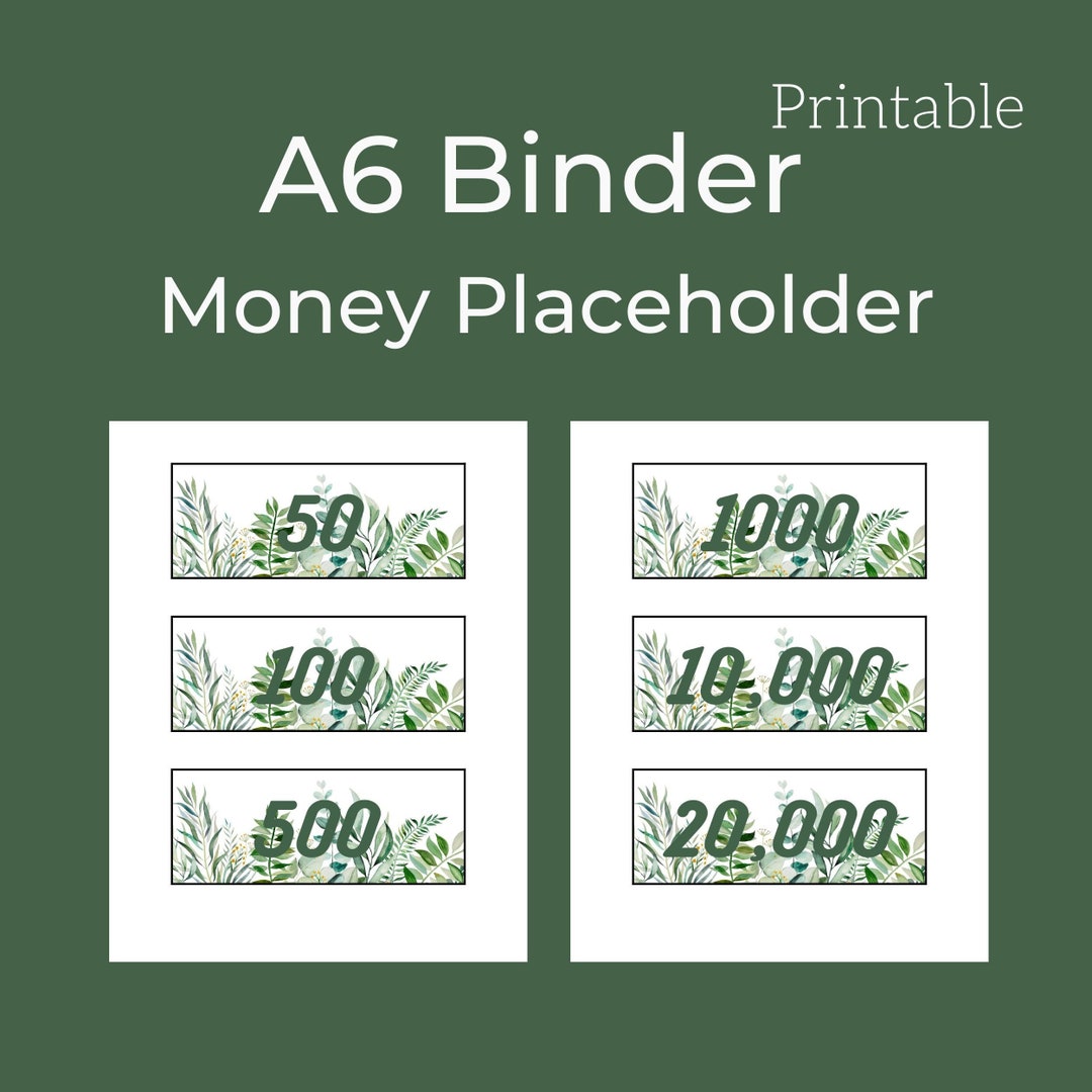 A6 Money Placeholder- Green, Printable - Etsy