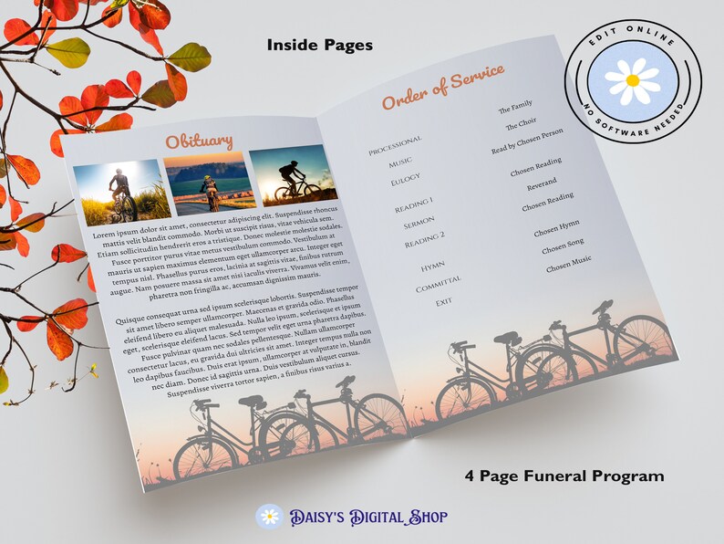 Funeral Program Template, Celebration of Life, Order of Service ...