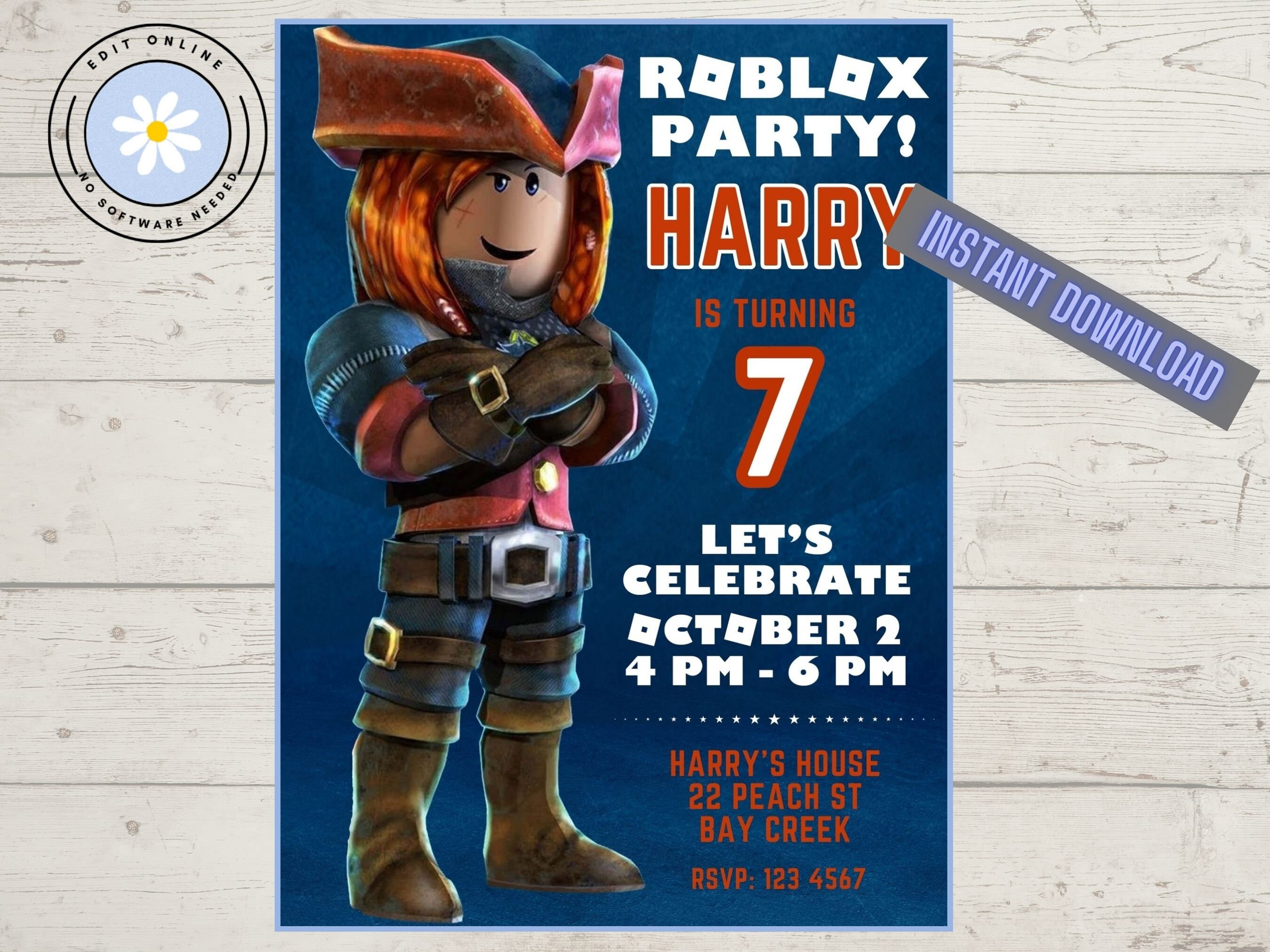 Editable Roblox Birthday Invitation Template Printable - Etsy