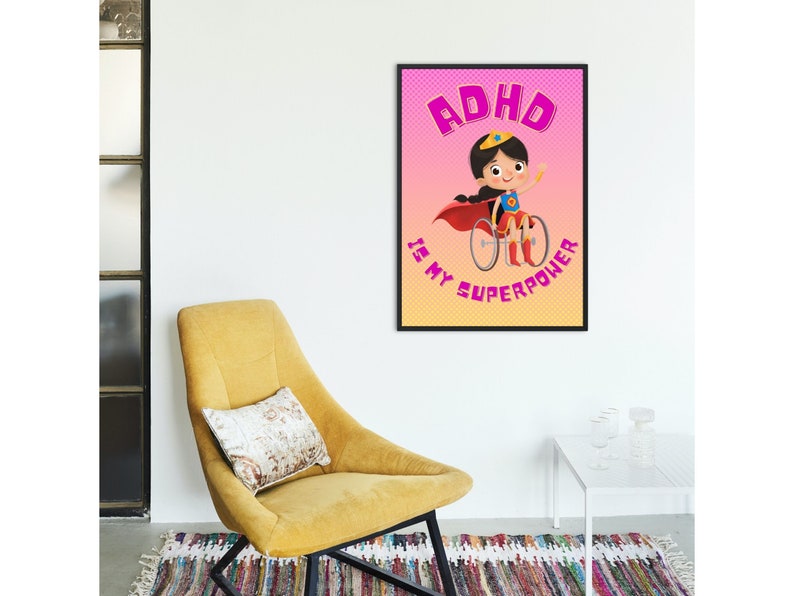 ADHD is My Superpower Poster, ADHD Wall Art, Girl Superhero, Kids ...