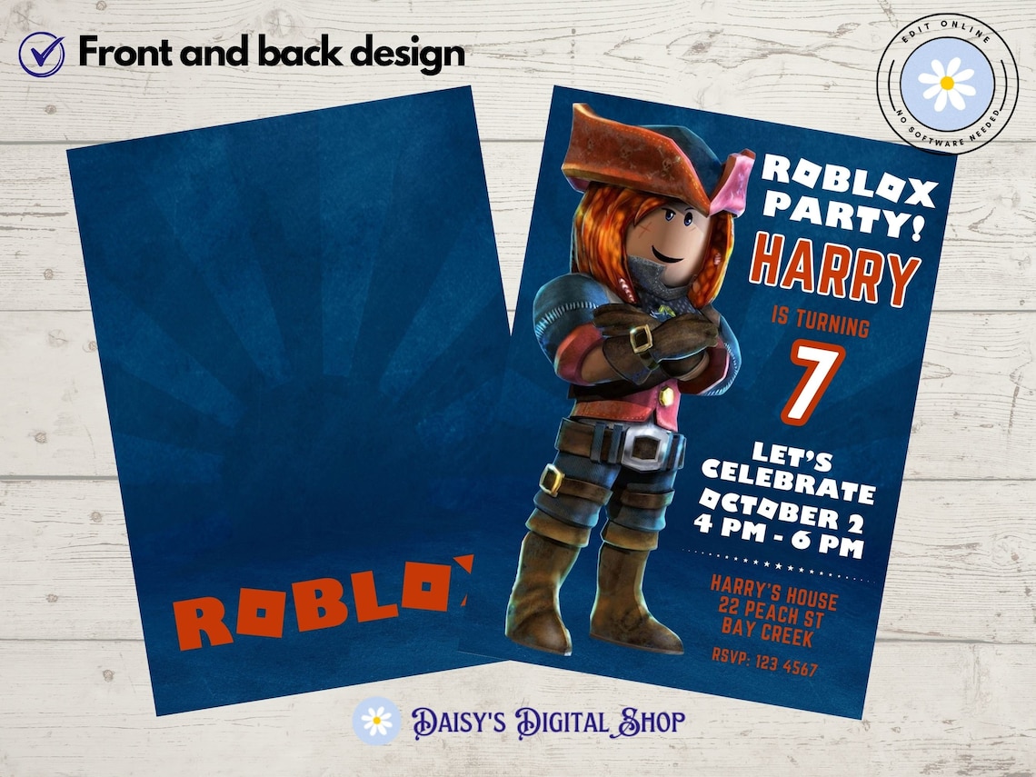 Editable Roblox Birthday Invitation Template Printable - Etsy