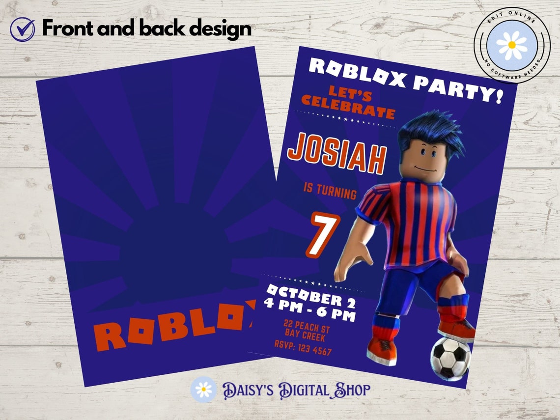 Editable Roblox Football Guy Birthday Invitation Template, Printable ...