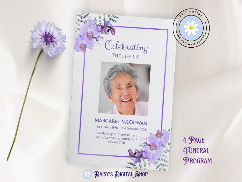 Funeral Program Template, Celebration of Life, Order of Service ...