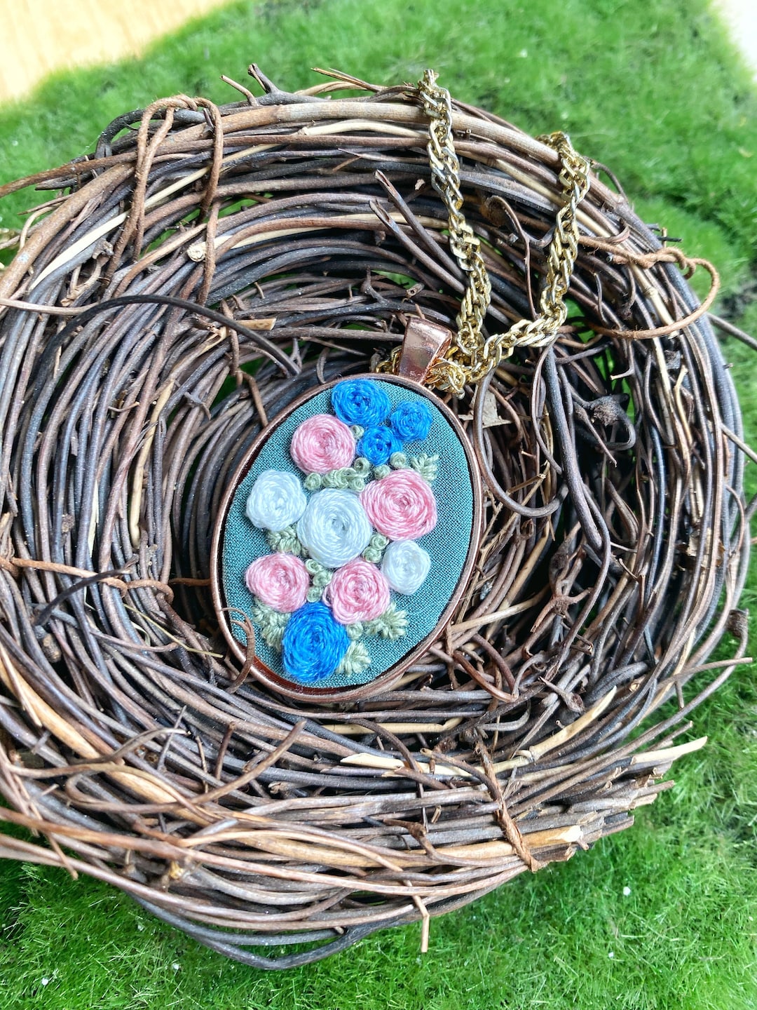 Trans Pride, Hand Embroidered Floral Pendant Necklace - LGBTQ Jewelry ...