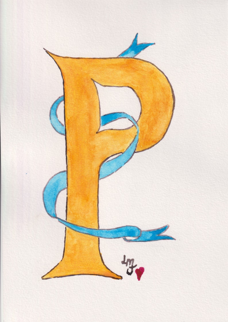 Alphabet Letter P in Watercolor - Etsy