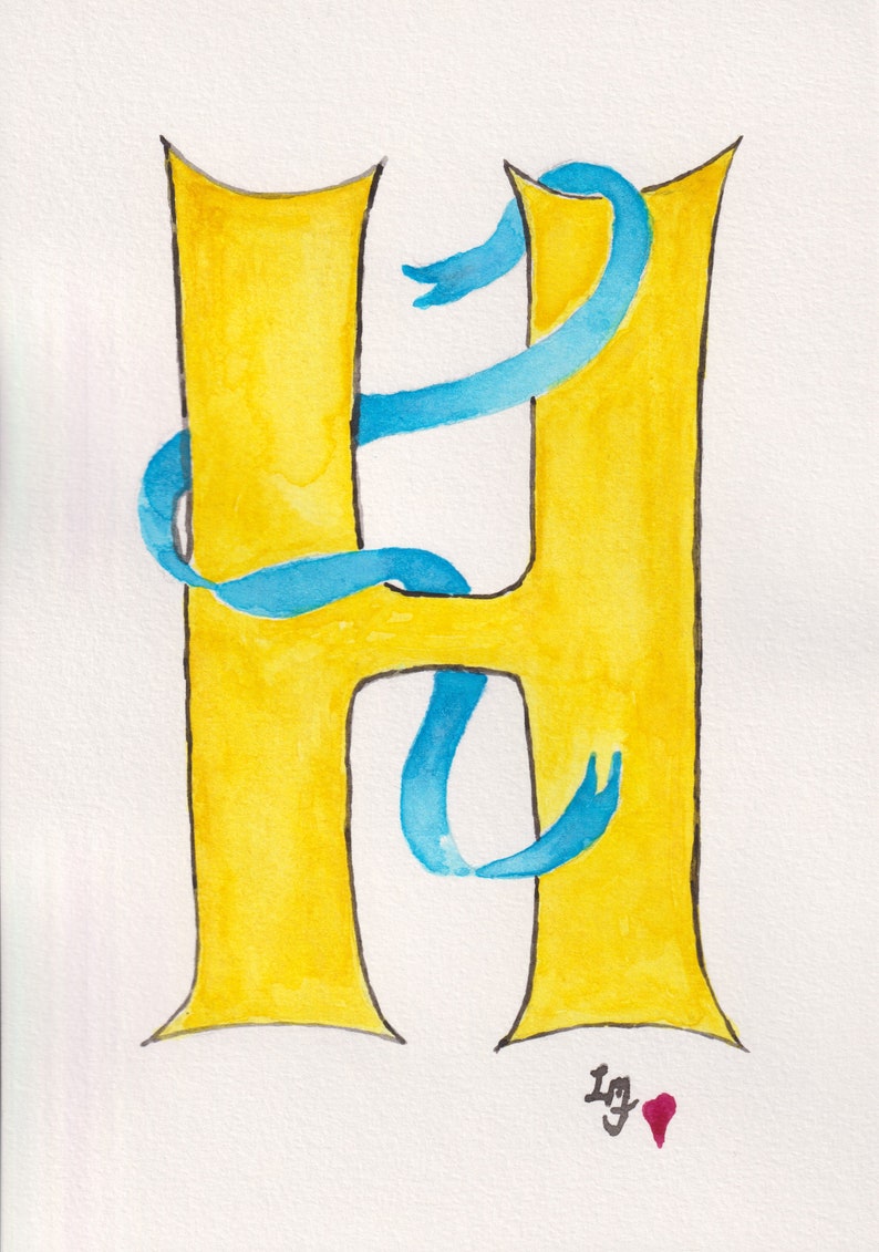 Alphabet Letter H in Watercolor - Etsy
