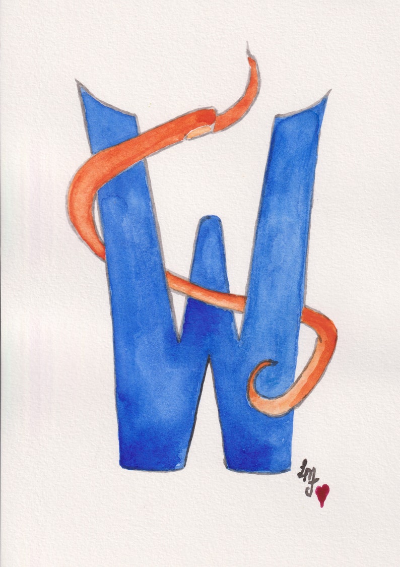 Alphabet Letter W in Watercolor - Etsy