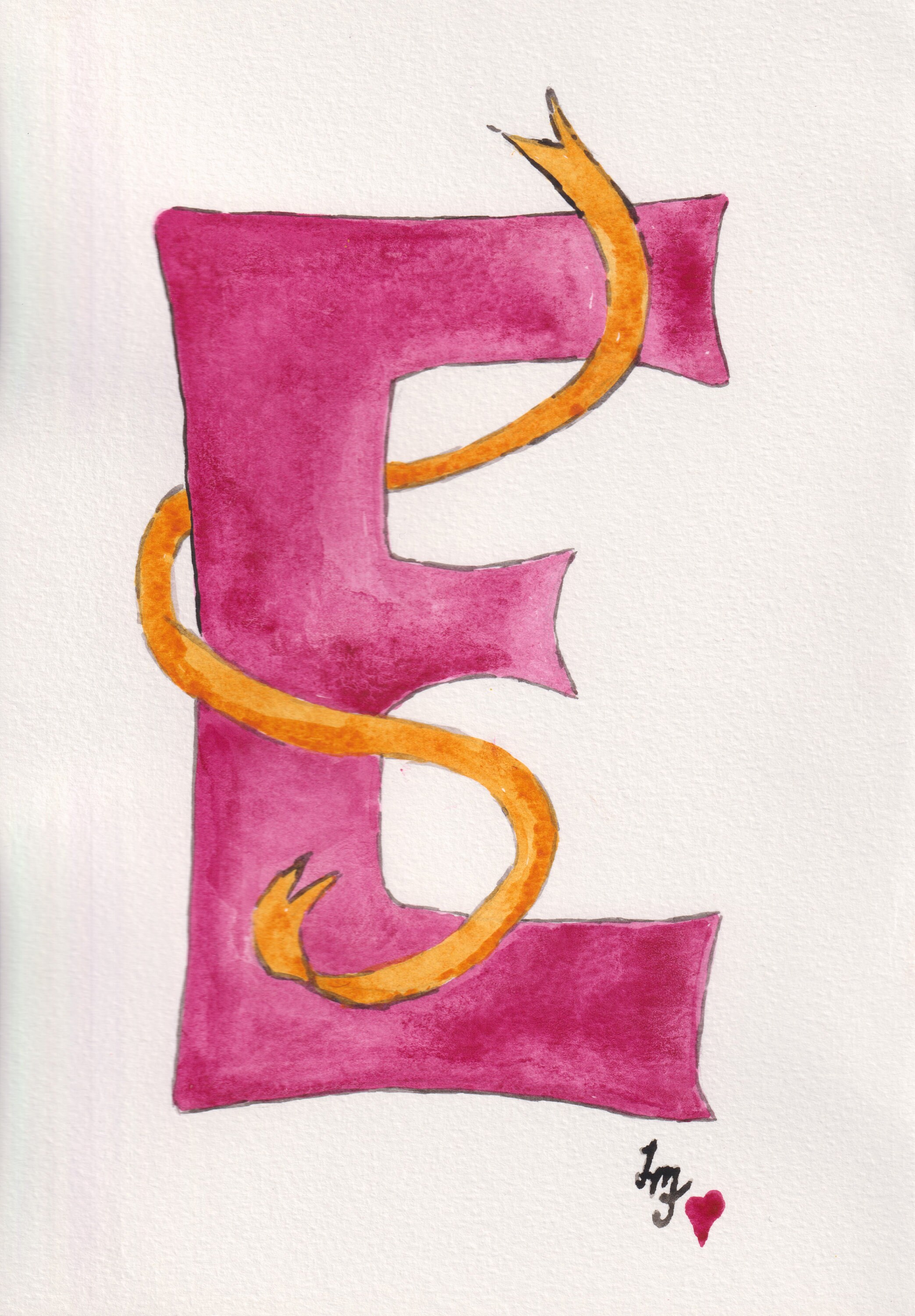 Alphabet Letter E in Watercolor - Etsy