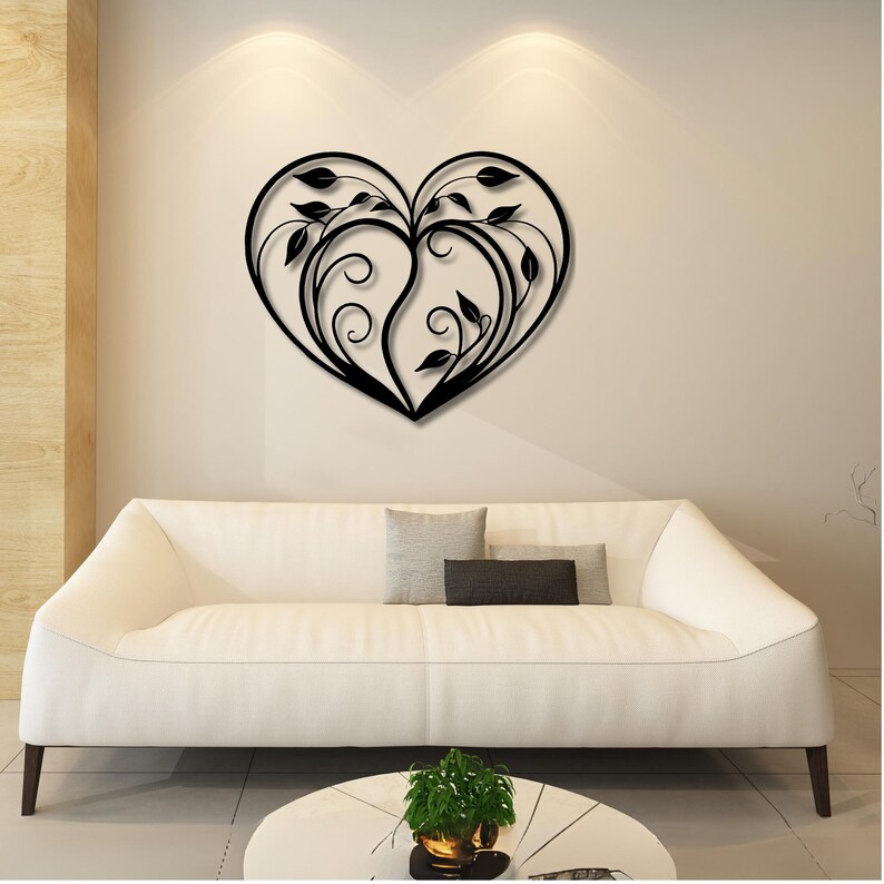 Heart Vine Metal Wall Art - Romantic Vine Design, Nature-inspired Home ...