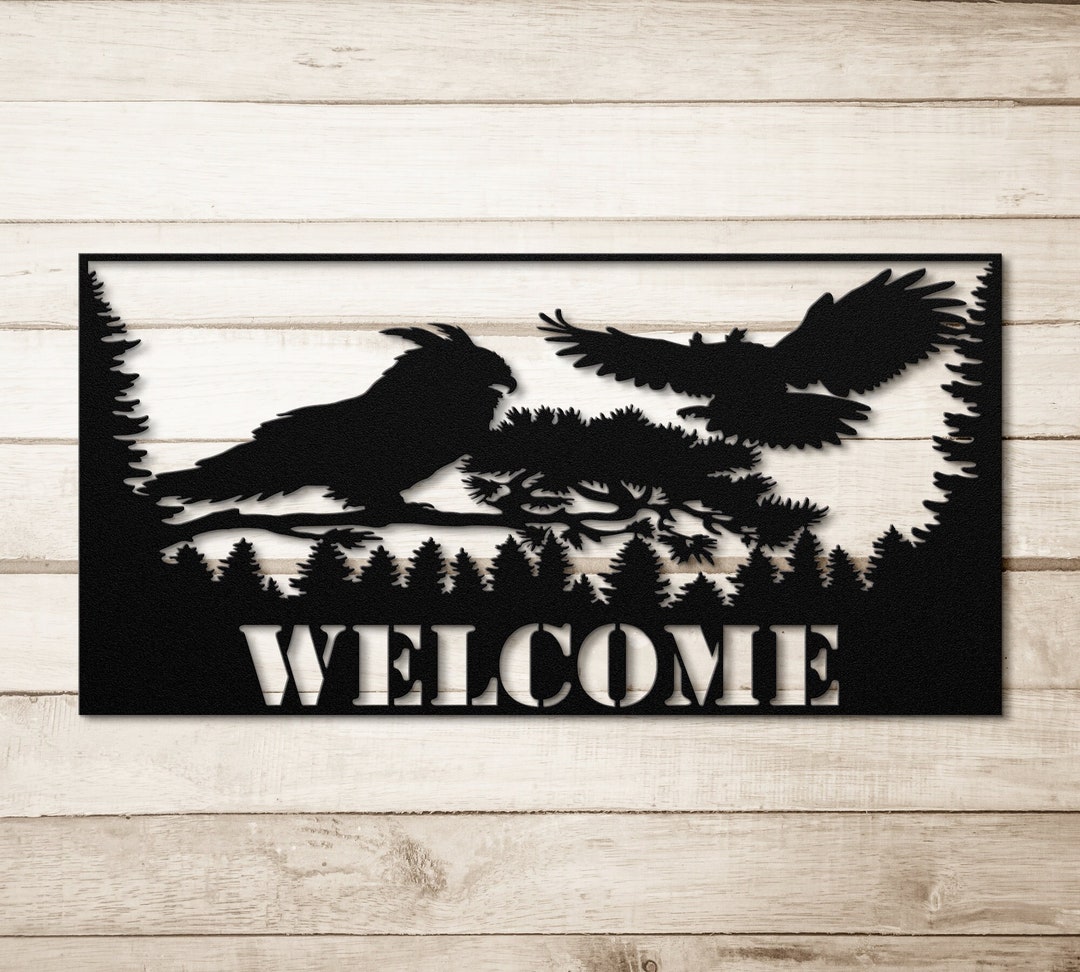 Owls Wilderness Front Door Welcome Sign, Nature Theme Welcome Sign ...