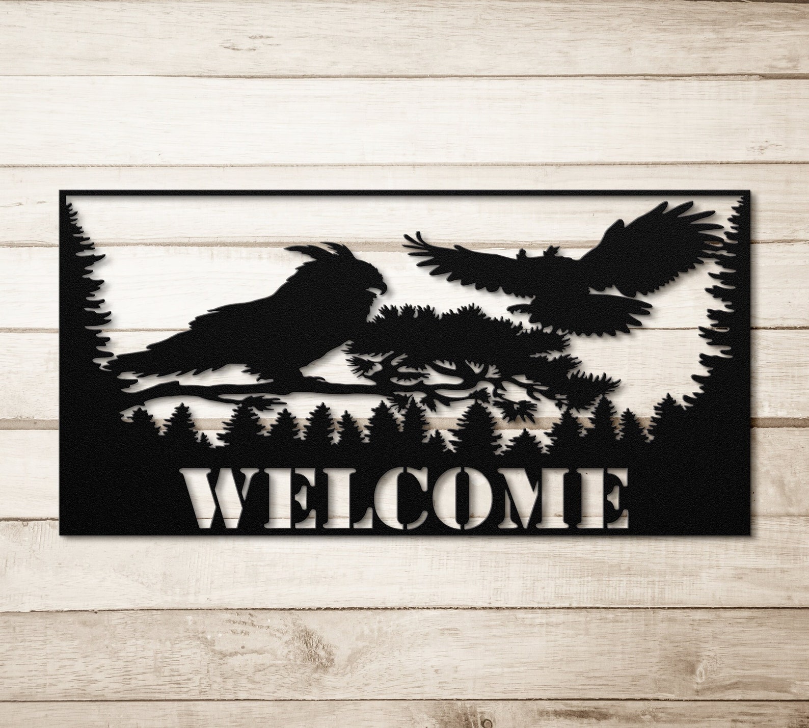 Owls Wilderness Front Door Welcome Sign, Nature Theme Welcome Sign ...