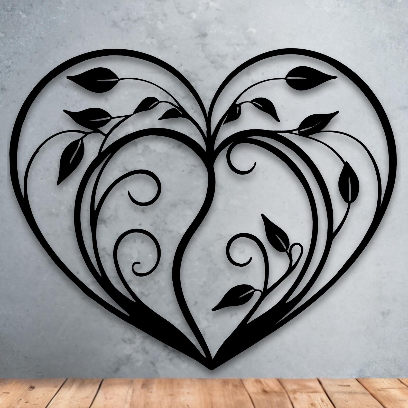 Heart Vine Metal Wall Art - Romantic Vine Design, Nature-inspired Home ...