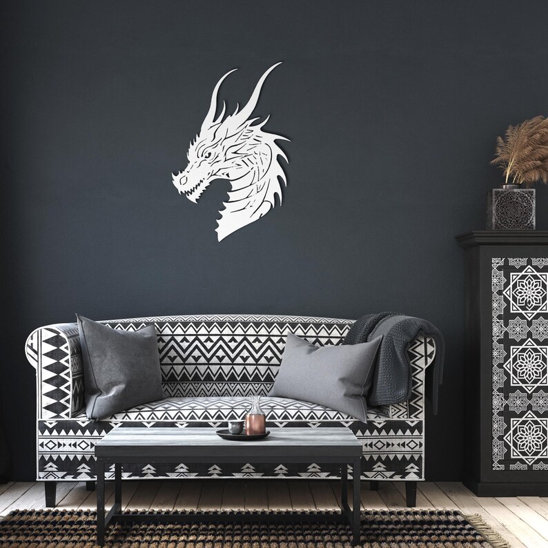 Majestic Dragon Metal Wall Art: Fantasy Home Decor - Etsy