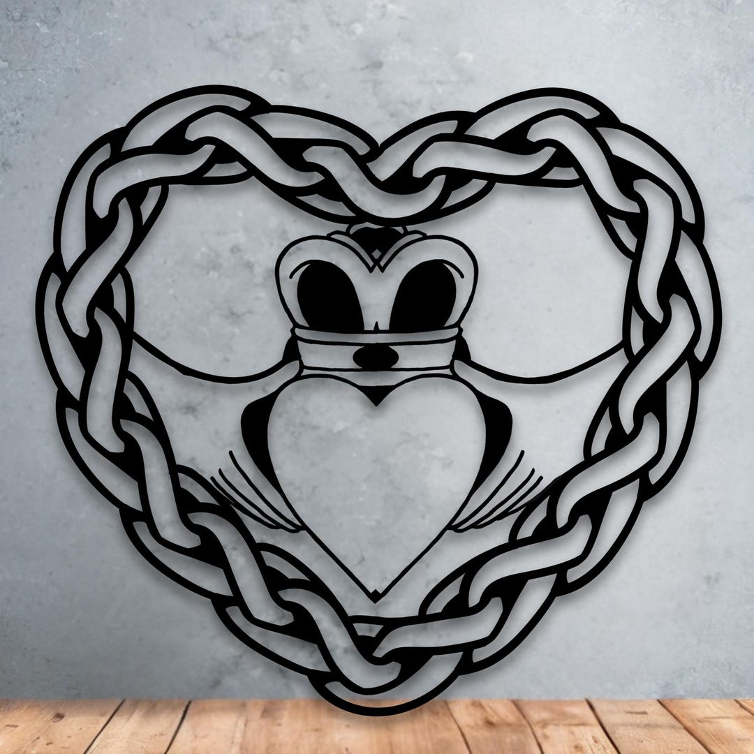 Elegant Hands-on-heart Claddagh Metal Wall Art Unique Ribbed Heart ...