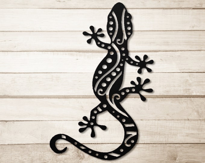 Metal Gecko Outdoor Wall Decor Lizard Garden Art - Etsy