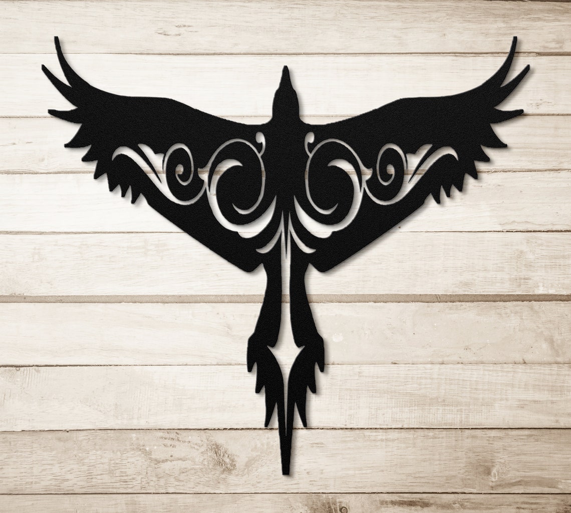 Raven Wings Spread Metal Wall Art Ornamental Design Wall Art - Etsy
