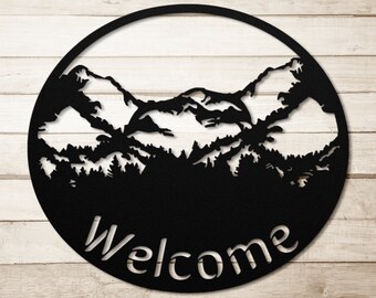 Welcome Mountains Door Sign - Etsy