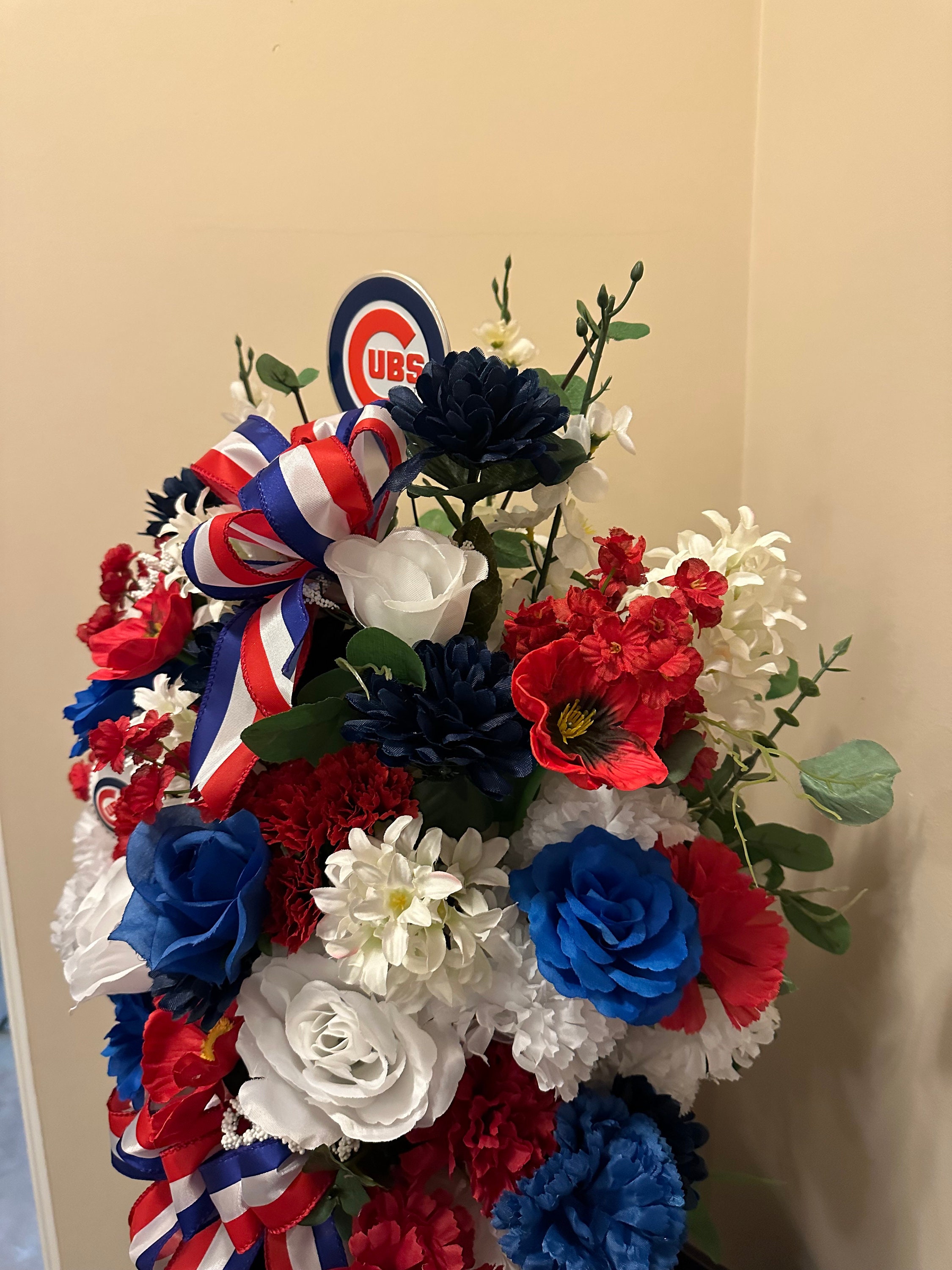 Cemetery Play Ball Celebration of Life Sports Fan Artificial Flowers ...