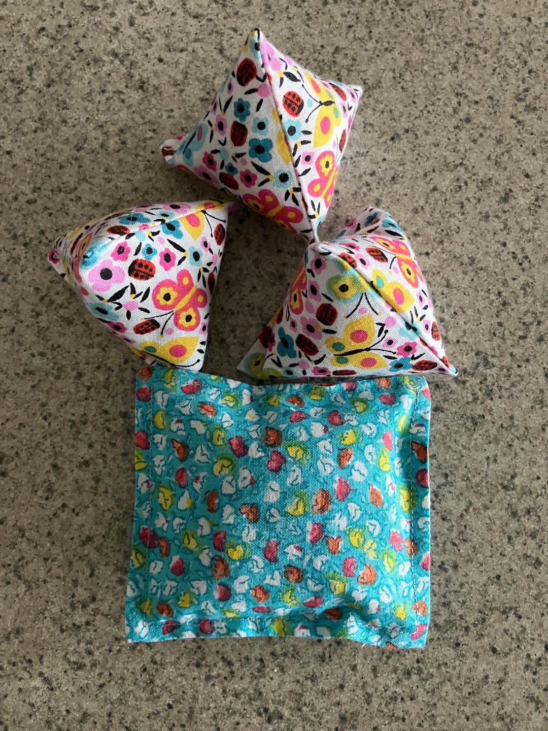 Set of Four, Pyramid and Ravioli Shaped Catnip Toys in Butterfly and ...