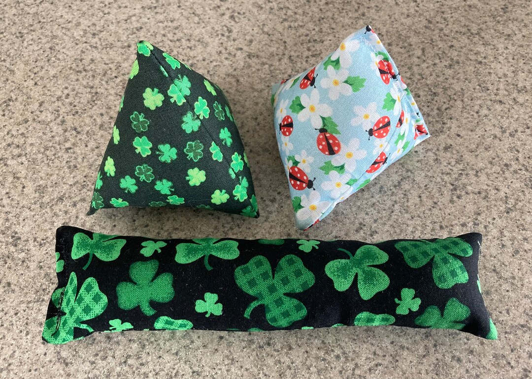 Trio of Spring Pattern Catnip Toys, Shamrock and Ladybug and Flower ...