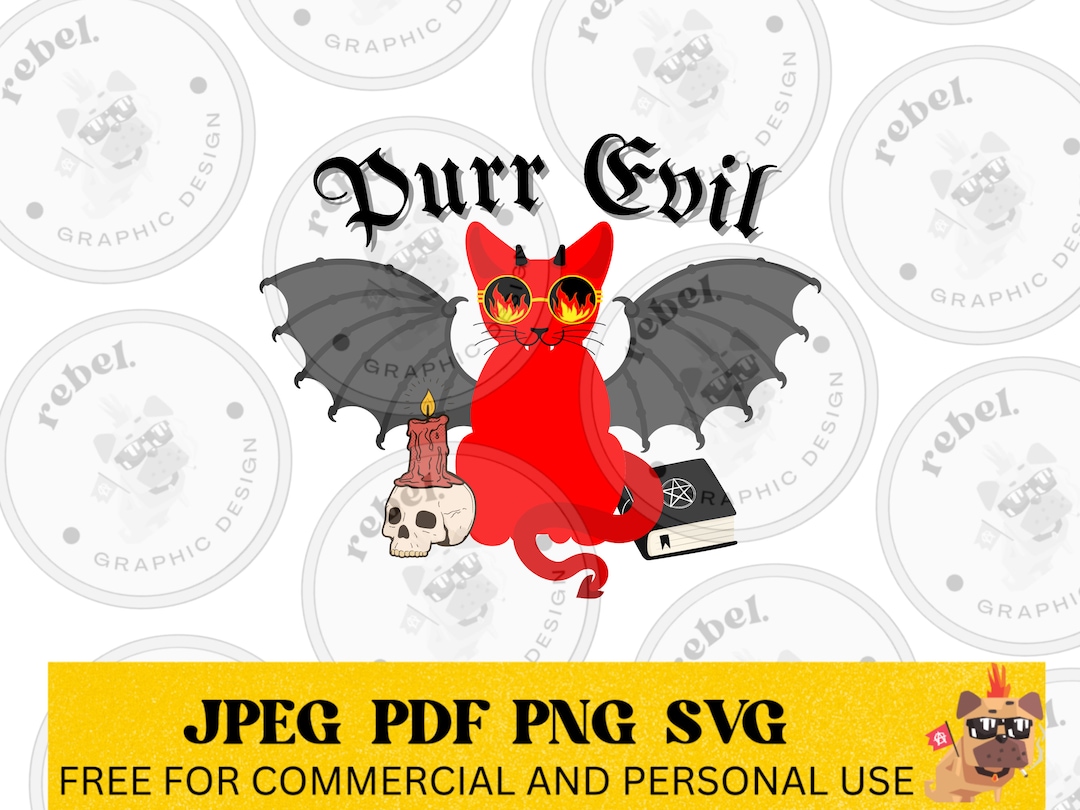 Purr Evil Cat Svg Png Pdf Jpeg Files for Cricut, Halloween SVG for ...