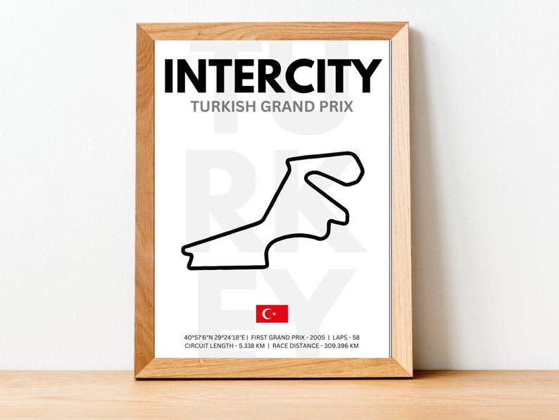 F1 Circuit Turkey Intercity Circuit Print Formula 1 Gifts F1 Tracks F1 ...