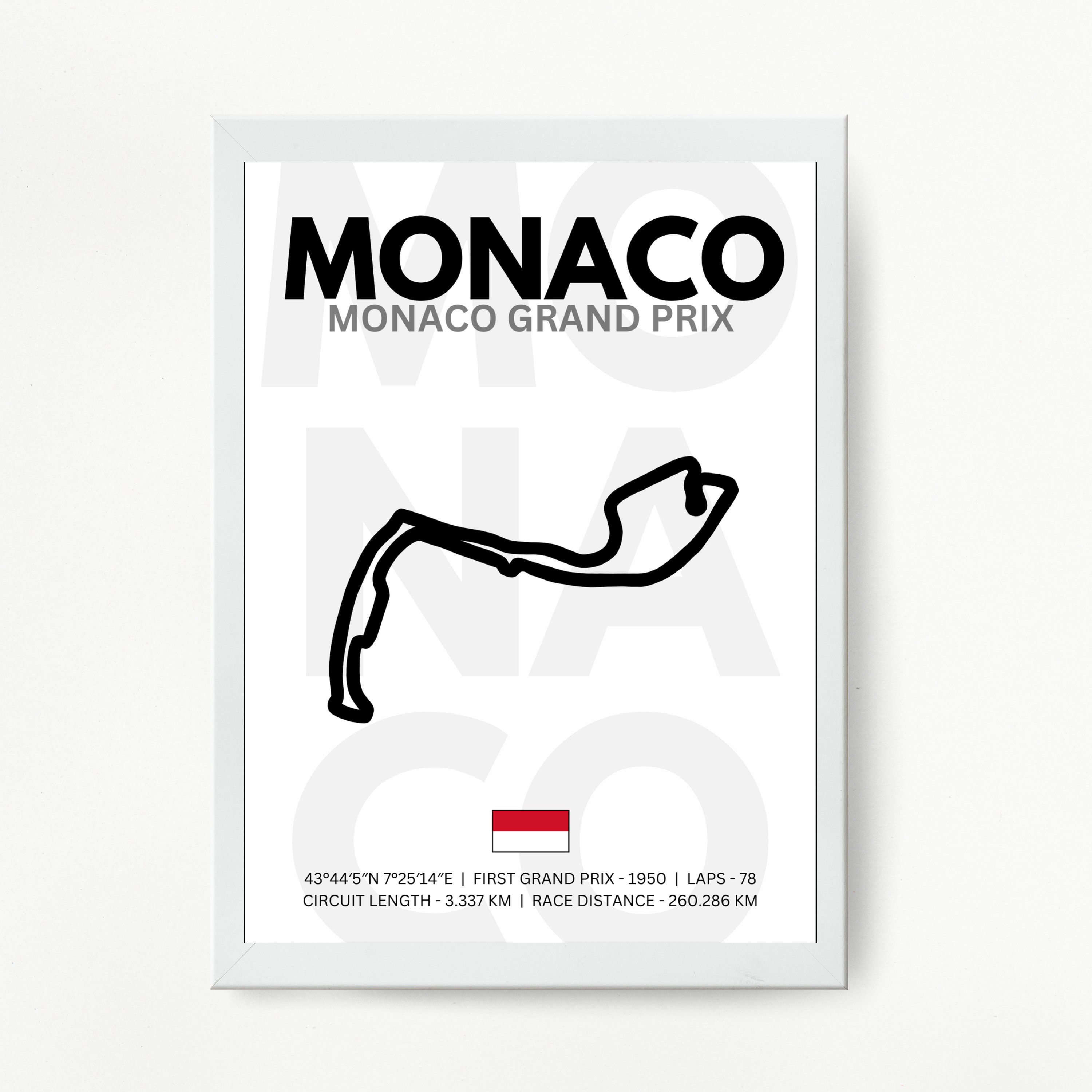 F1 Circuit Monaco Circuit Print Formula 1 Gifts F1 Tracks F1 Wall Art ...