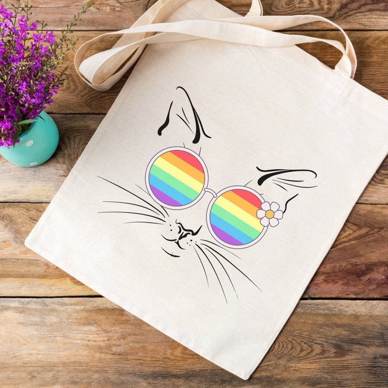 Cat Face Tote Bag - Etsy