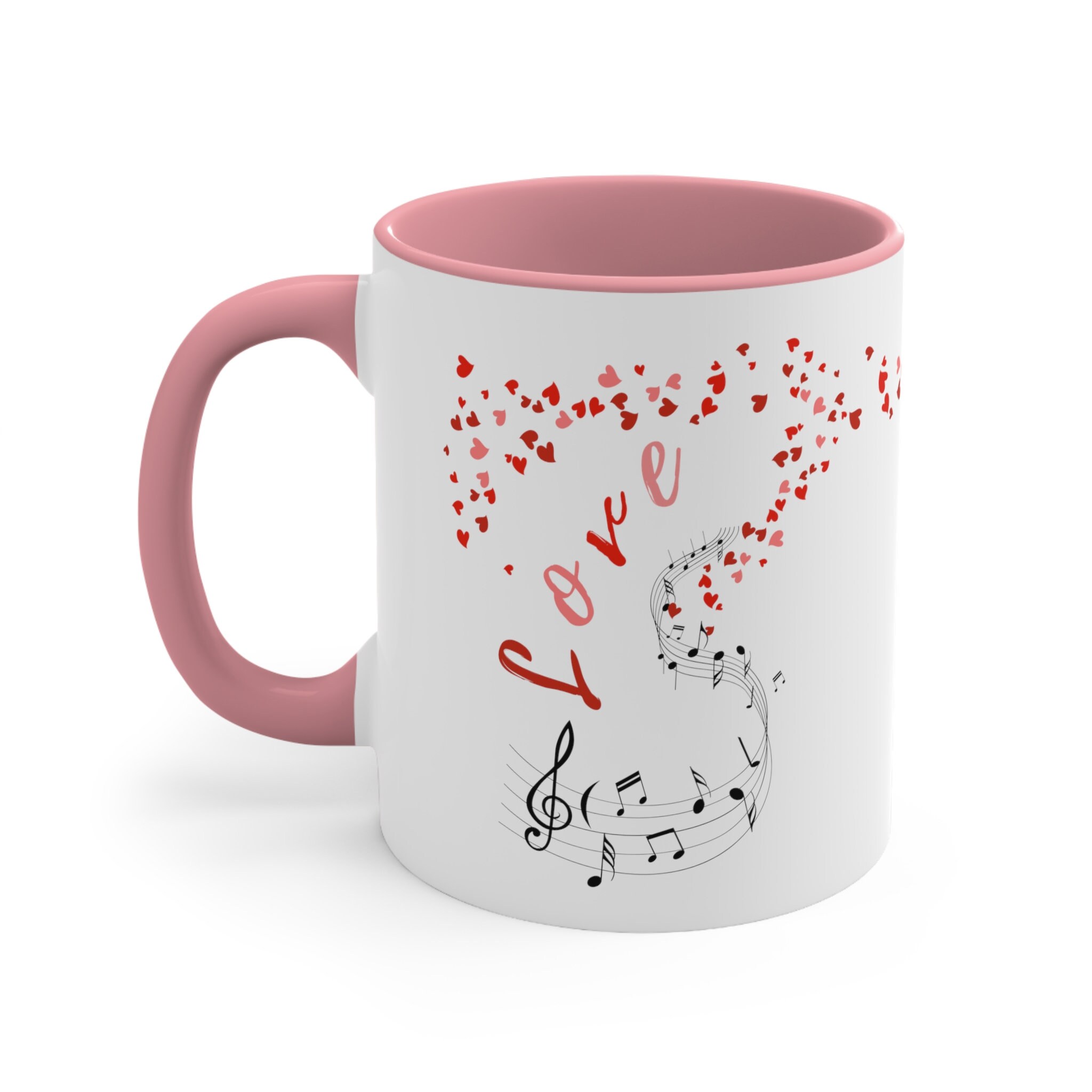 Music Notes Love Mug, Valentine Hearts Mug, Music Lover Gift, Love ...