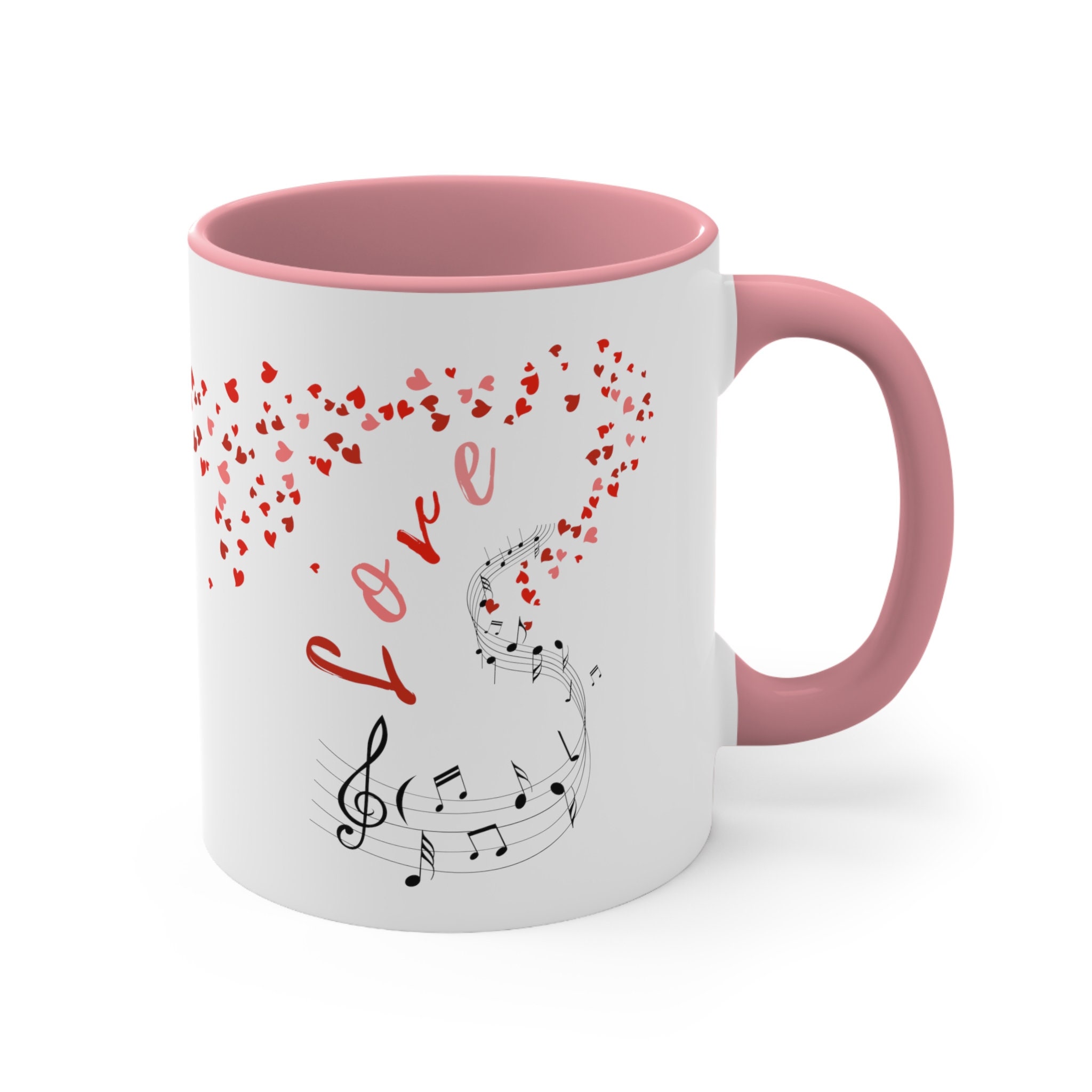 Music Notes Love Mug, Valentine Hearts Mug, Music Lover Gift, Love ...