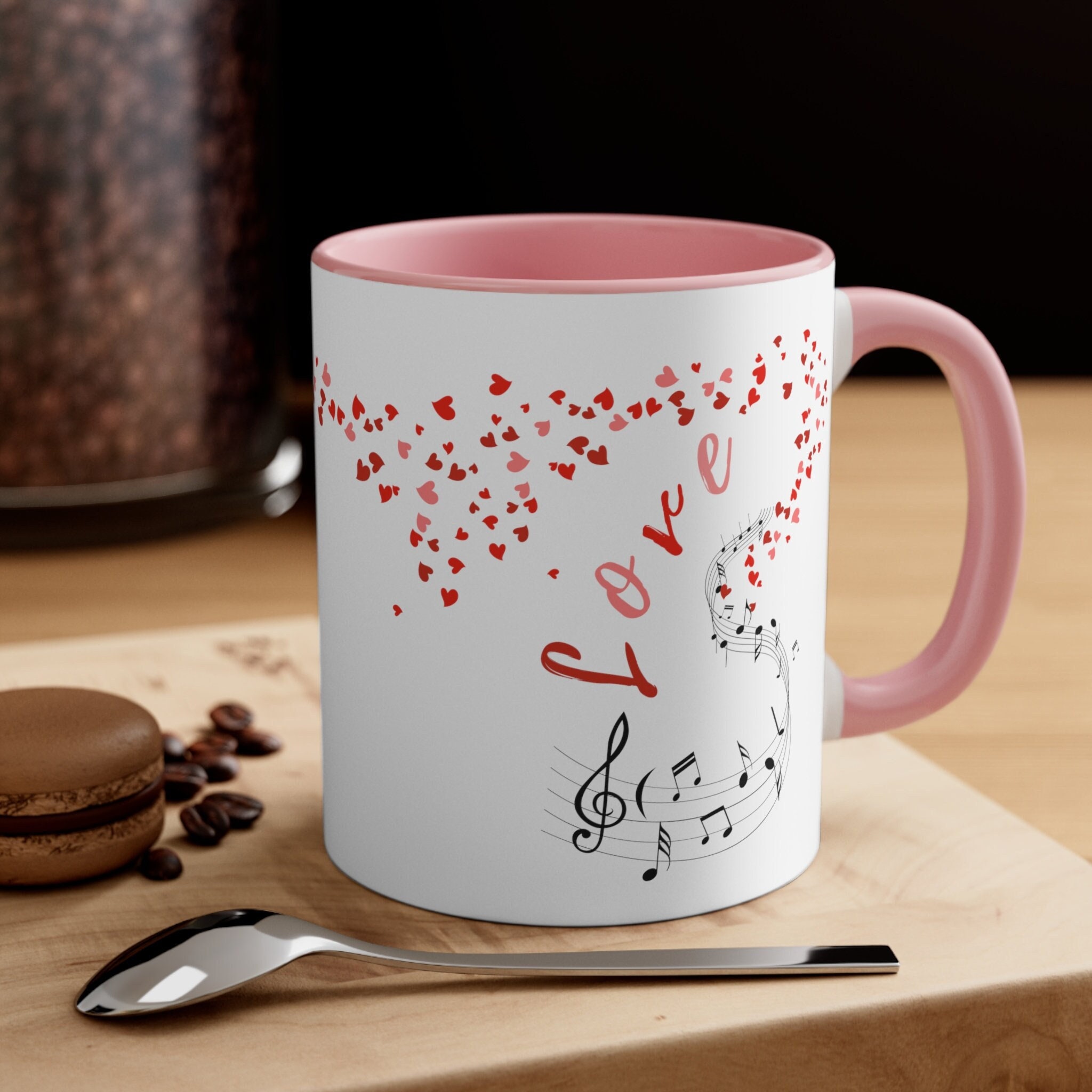 Music Notes Love Mug, Valentine Hearts Mug, Music Lover Gift, Love ...