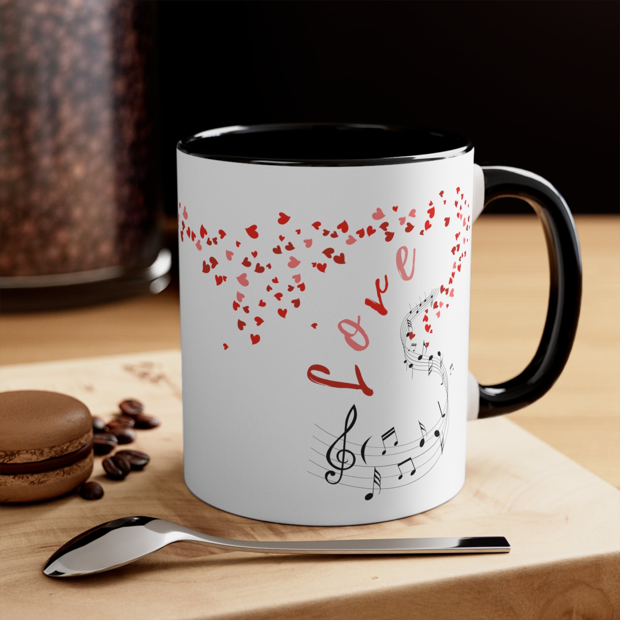 Music Notes Love Mug, Valentine Hearts Mug, Music Lover Gift, Love ...
