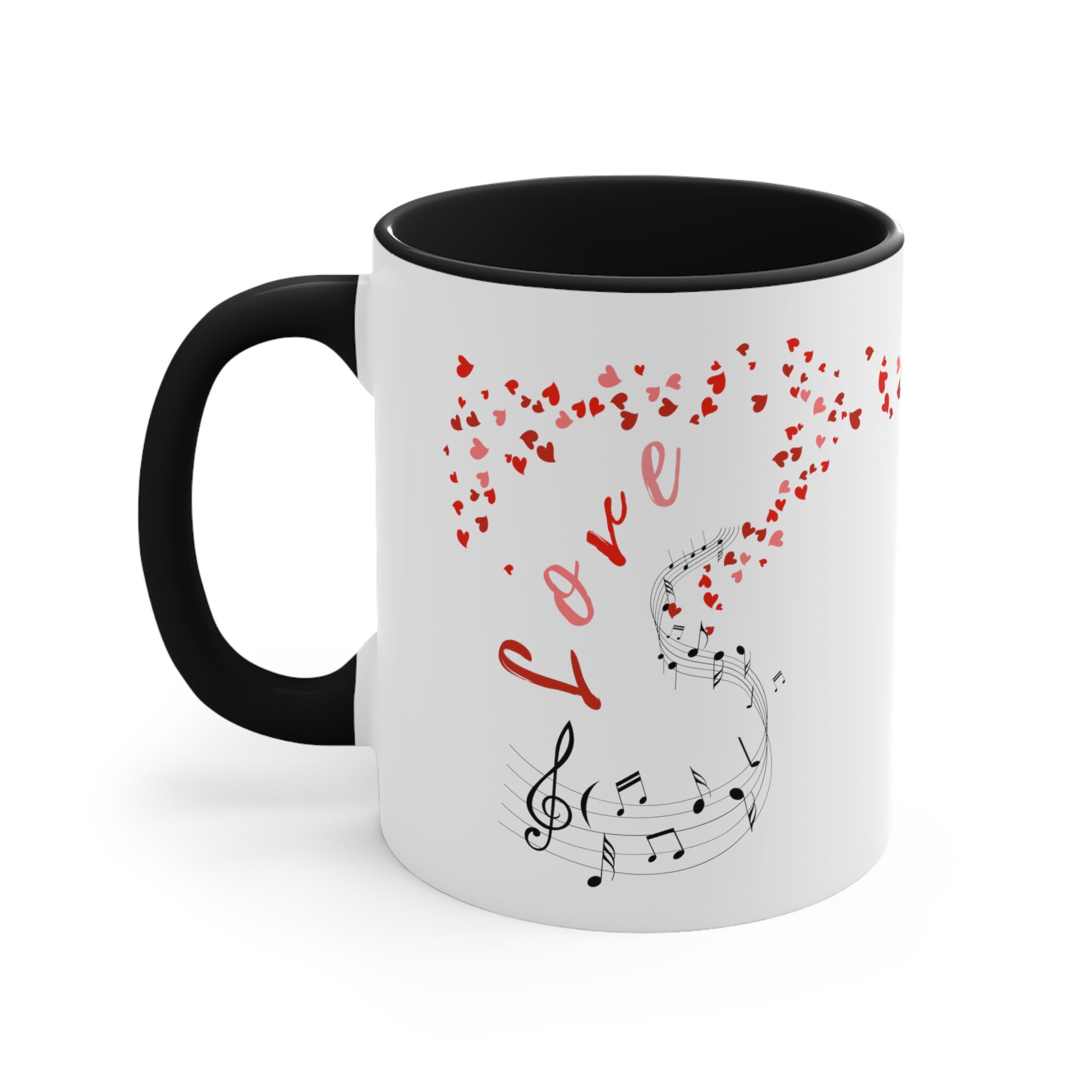 Music Notes Love Mug, Valentine Hearts Mug, Music Lover Gift, Love ...