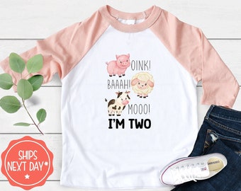 Oink Moo Turning Two Shirt - Etsy