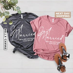 Just Married T-shirt, Personalized Husband and Wife Couples Honeymoon T ...