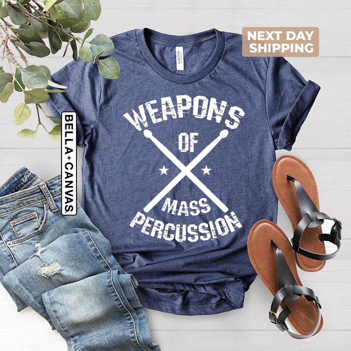 Weapons of Mass Percussion T-shirt, Drummer Shirt, Men Graphic Tees ...