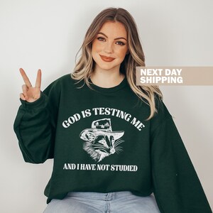 God is Testing Me Funny Unisex Sweatshirt, Possum Shirt, Meme Shirt ...