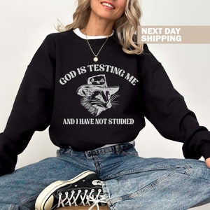 God is Testing Me Funny Unisex Sweatshirt, Possum Shirt, Meme Shirt ...