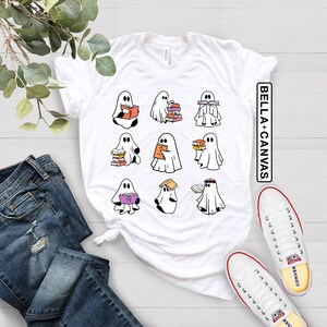 Ghost Reading Shirt, Teacher Halloween Shirt, Books Teacher Shirt ...