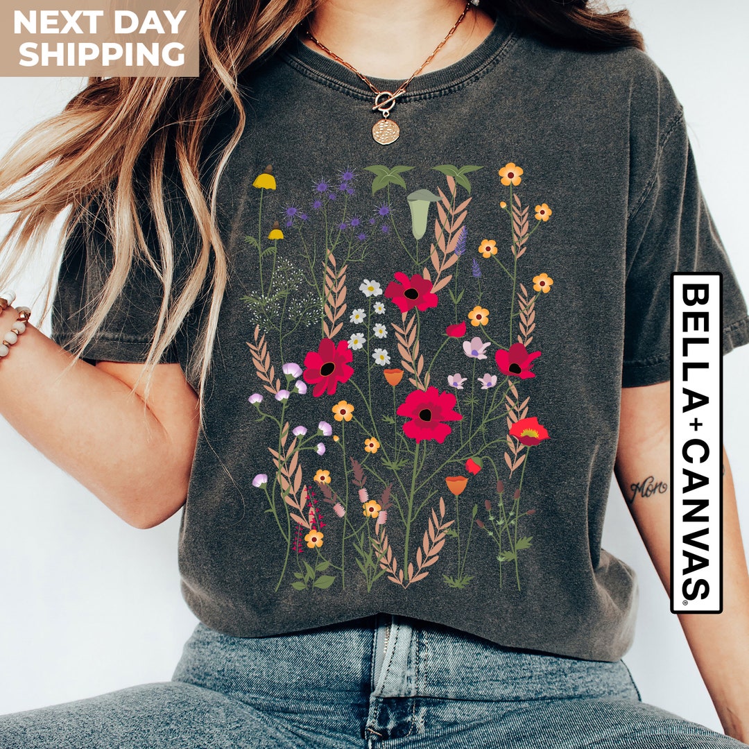 Flower Shirts, Aesthetic Wild Flower Shirt, Botanical Shirt, Minimalist Shirts for Women ...